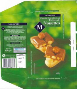 Chocolate Wrapper: Monoprix Milk Hazelnuts (Monoprix Exploration ...