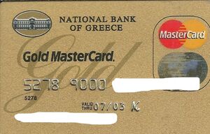 Bank Card: Gold MasterCard (National Bank of Greece, GreeceCol:GR-MC ...