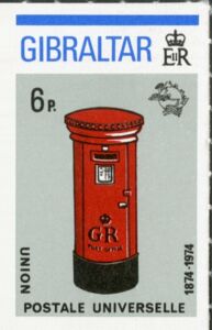 Stamp: Pillar-Box of King George VI (top, right rouletted) (Gibraltar ...