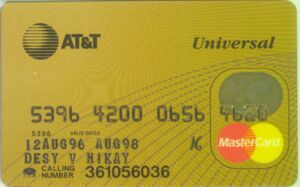 Bank Card: AT&T Gold (Universal Bank, United States of AmericaCol:US-MC ...