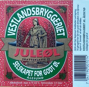 Drink Label: Juleol (Vestlandsbryggeriet AS Alesund, NorwayCol:NO-BEER ...