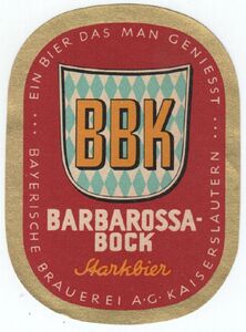 Etiqueta de bebida: BBK Barbarossa-Bock Starkbier (Bayerische Brauerei ...