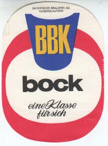 Etiqueta de bebida: BBK Bock (Bayerische Brauerei Kaiserslautern ...