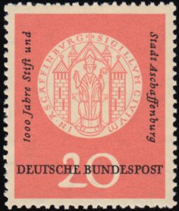 Stamp: Townseal of Aschaffenburg from the year 1332 (Germany, Federal ...