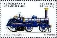 Stamp: Crampton, England, 1848 (Madagascar(Locomotives 1999) Mi:MG 2272 ...