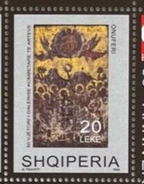 Stamp: Icon (16th cent.), by Onufri (Albania(50th anniversary of the ...
