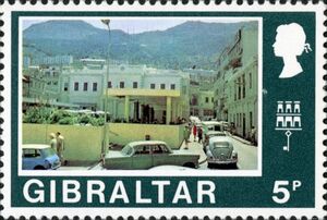 Stamp: Commercial Square and Library (Modern View) (Gibraltar ...