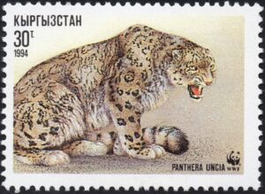 Stamp: Snow Leopard (Panthera uncia) Sitting (Kyrgyzstan(WWF - Snow Leopard) Mi:KG 24,Sn:KG 31 ...