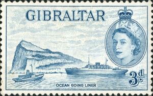 Stamp: Ocean-going Liner (Gibraltar(Definitives 1953-1969: Views of ...