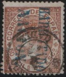 Stamp: Queen Isabel II (Spain(Provisional Government Overprints ...