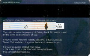 Bank Card: Fidelity - VISA (Fidelity Bank, NigeriaCol:NG-VI-0003 💳
