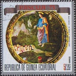 Stamp: Preaching Christ (Perugino) (Equatorial Guinea(Easter 1973) Mi ...