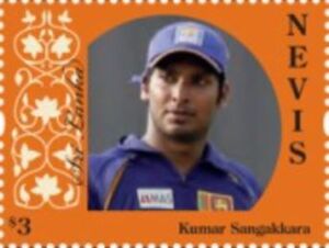 Stamp: Kumar Sangakkara - Sri Lanka (Nevis(Cricket World Cup 2011) Mi ...