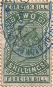 Stamp: Queen Victoria 2 shilling Foreign Bill (United Kingdom: Revenue ...