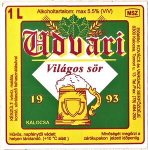 Drink Label: Udvari (Kovacs es Vargacz Serfözde Kalocsa, HungaryCol:HU ...