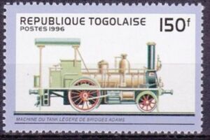 Stamp: Light locomotive Adams Bridges (Togo(Locomotives (1996)) Mi:TG ...