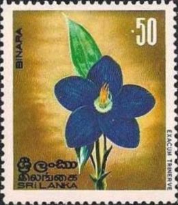 Stamp: Binara - Exacum trinerve (Sri Lanka(Indigenous Flowers) Mi:LK ...
