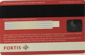 Bank Card: Visa (Fortis Bank, PolandCol:PL-VI-0620.02