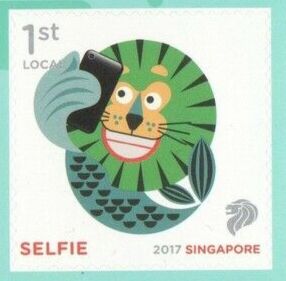 Stamp: Merlion Selfie Self Adhesive (Singapore(Greetings from the ...