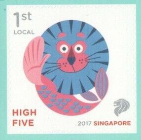 Stamp: Merlion High Five Self Adhesive (Singapore(Greetings from the ...