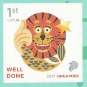 Stamp: Merlion Well Done Self Adhesive (Singapore(Greetings from the ...