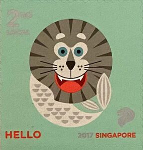 Stamp: Merlion Hello Self Adhesive (Singapore(Greetings from the ...