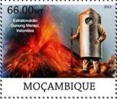 Stamp: Gurung Merapi Volcano, Indonesia (Mozambique(Volcanologists and ...