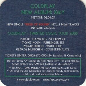 Beer Coaster: Coldplay (Coldplay, United Kingdom of Great Britain ...