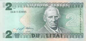 钞票: 2 Litai (立陶宛(1993-1994 Litas Issue) Wor:P-54a