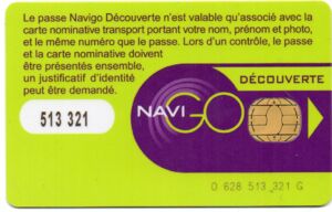 Transport Ticket: Navigo Découverte - chip type 3 (STIF - Île-de-France ...