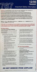 Safety Card: 767 (American Airlines, United States of AmericaCol:AAL-US ...