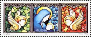 Stamp: Angel facing Right, Madonna and Child, Angel facing Left (Malta ...