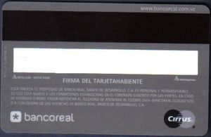 Bank Card: Banco Real (Banco Real, VenezuelaCol:VE-MS-0202
