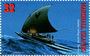 Stamp: Amatasi sailing canoe, Samoa. (Marshall Islands(Canoes of the ...