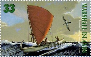 Stamp: Amatasi sailing canoe, Samoa. (Marshall Islands(Canoes of the ...