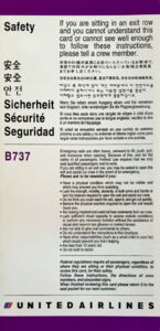 Safety Card: B737 (United Airlines, United States of AmericaCol:UAL-US-0008