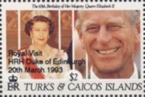 Stamp: Queen Elizabeth II and Prince Philip - Overprinted (Turks and ...