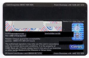 Tarjeta de Banco: HSBC - PLUS (HSBC, Reino Unido) Col:GB-MS-0001