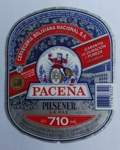 Drink Label: Paceña Pilsener (Cervecería Boliviana Nacional S.A ...