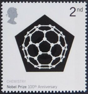 邮票: Carbon 60 Molecule (Chemistry) (英国(Centenary of Nobel Prizes) Mi:GB ...