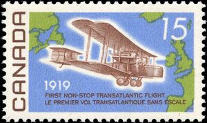 Stamp: 50th Anniversary of First Non-stop Transatlantic Flight (Canada ...
