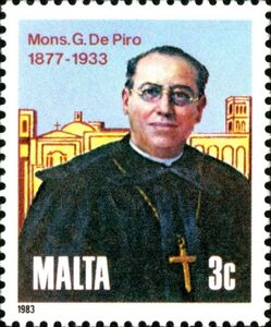 Stamp: Monseignor Giuseppe de Piro (1877-1933) (Malta(50th Death ...