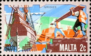 Stamp: Early Ship-building (Malta(Definitives 1981: History of Maltese ...