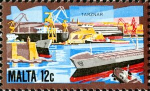 Stamp: Modern Ship-building (Malta(Definitives 1981: History of Maltese ...