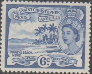 Stamp: Pinney's Beach, Nevis (Saint Kitts and Nevis(Queen Elizabeth II ...