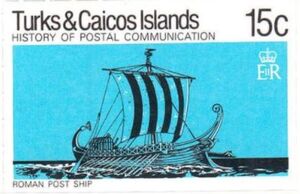 Stamp: Roman Post Ship (Turks and Caicos Islands(100th Death ...