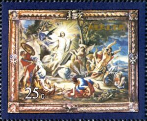 Stamp: Tapestry "The Resurrection" (after Painting by Rubens) (Malta ...