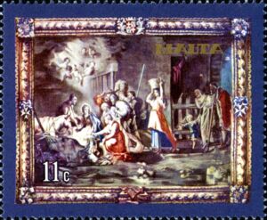 Stamp: Tapestry "Nativity" (after Painting by Rubens) (Malta(Flemish ...