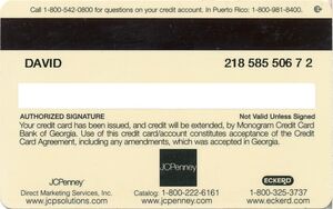 Bank Card: JC Penney (Monogram Credit Card Bank of Georgia, United ...