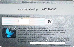Bank Card: Toyota Bank Business Card (Toyota Bank, PolandCol:PL-VI-0751